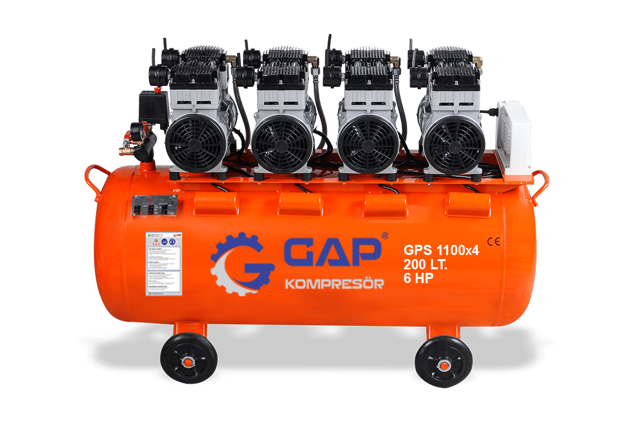 GAP 200 LT 6 HP 4 Kafa 8 Bar Sessiz Yağsız Hava Kompresörü » GPS750x4 » Hakan Torna | Oto Servis ...