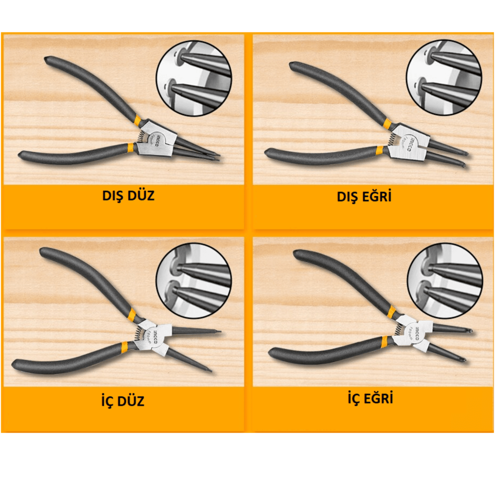 ingco HCCPS01180 ingco 4 Parça Profesyonel Segman Pense seti 180mm ...